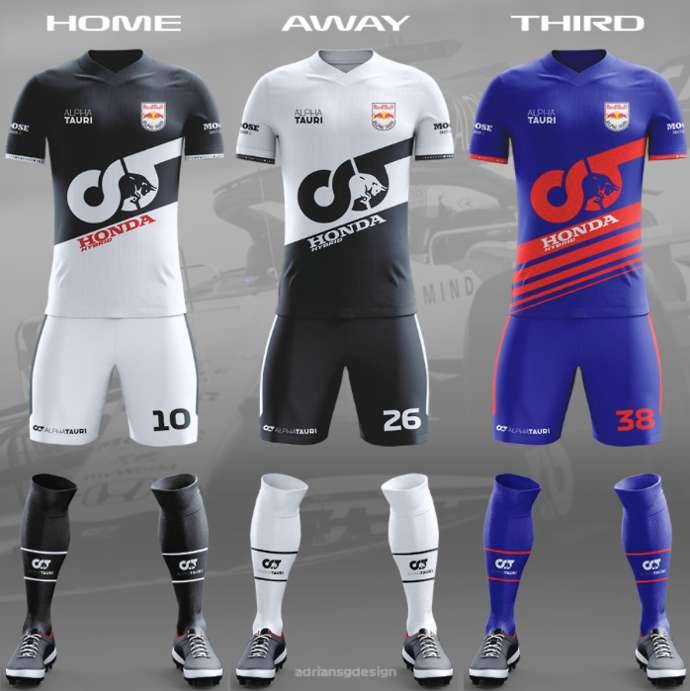 Formula 1 cars have been redesigned as football kits