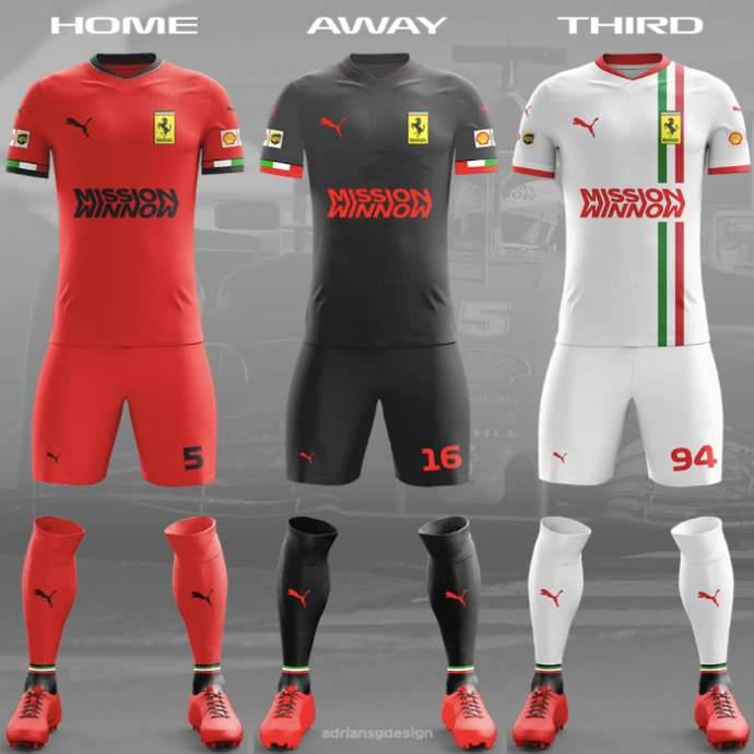 Formula 1 cars have been redesigned as football kits