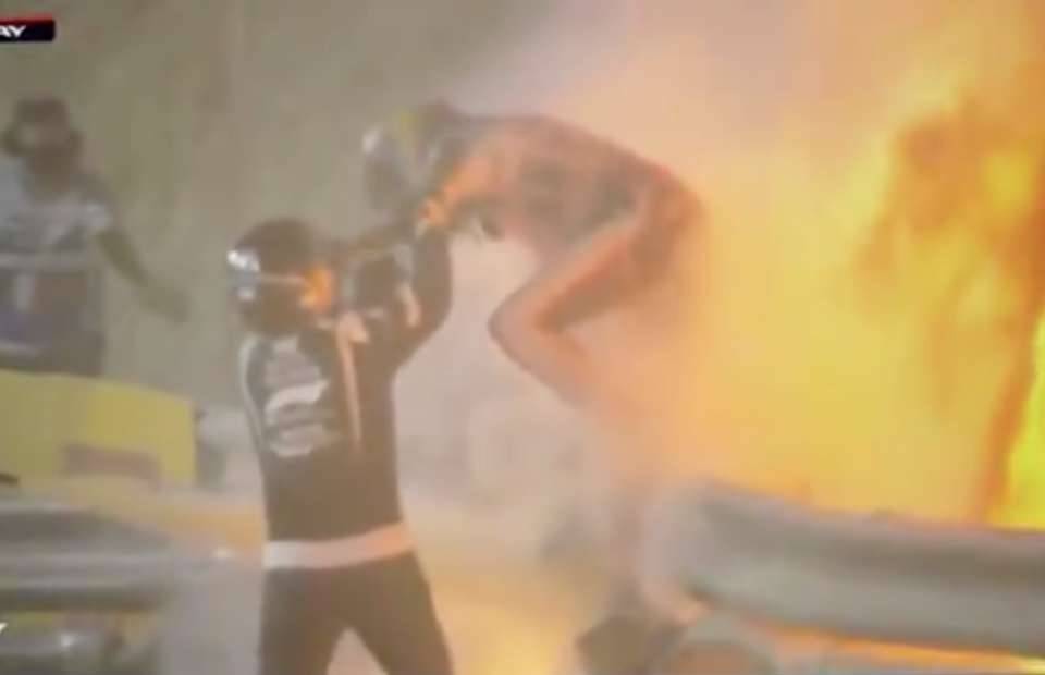 Bahrain Grand Prix: Footage emerges of Romain Grosjean being dragged ...