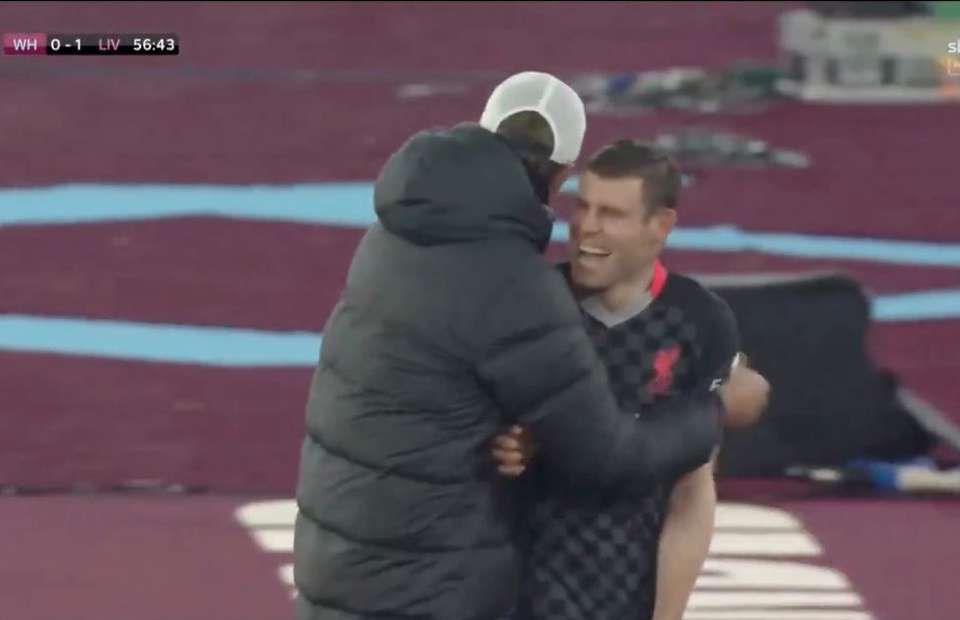 Liverpool’s Klopp and Milner involved in funny moment vs West Ham
