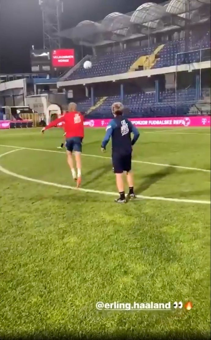 Erling Haaland: Clip of him taking part in Norway shooting practice