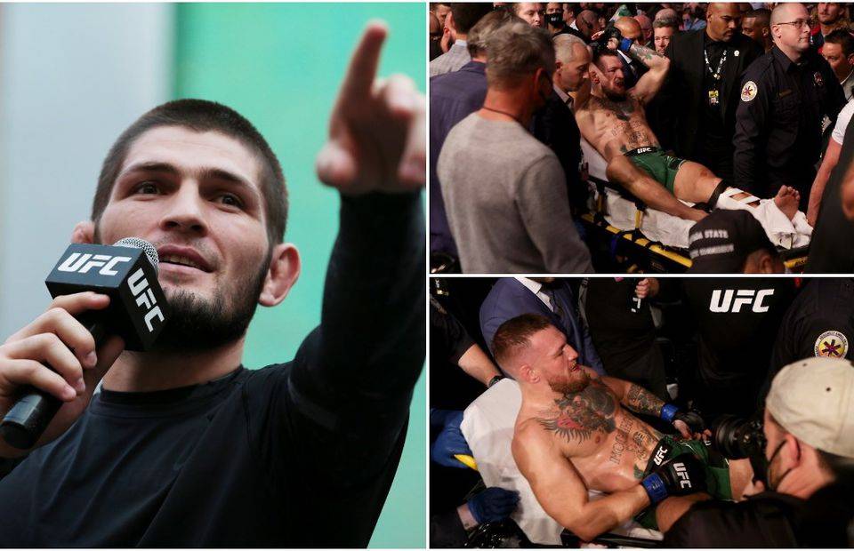 Khabib Nurmagomedov reacts to Conor McGregor's broken leg sustained in ...