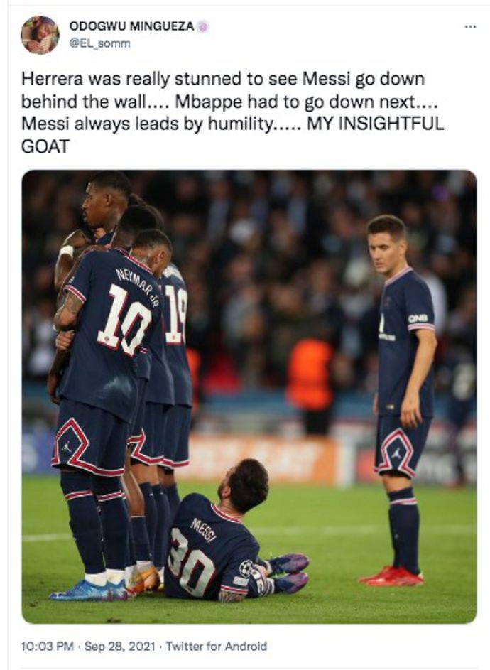 Lionel Messi lays down behind PSG wall for Man City free-kick in ...
