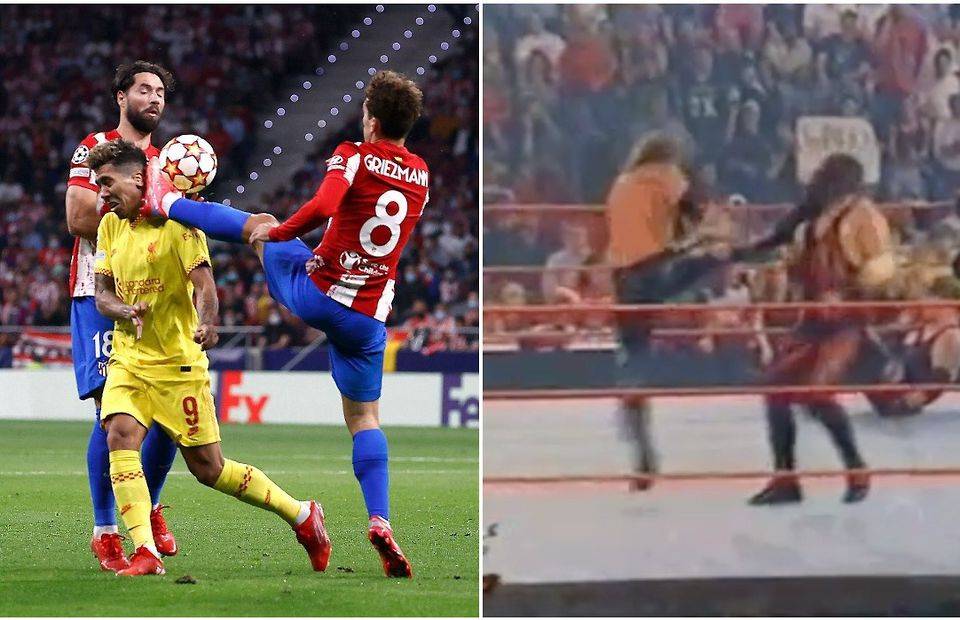 Antonione Griezmann horror red card looks like it came straight out of WWE