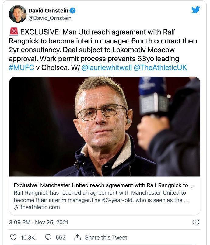Manchester United reach agreement with Ralph Rangnick to become interim ...