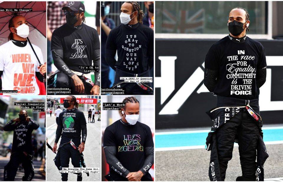 Lewis Hamilton's pre-race t-shirts have spelt out an entire poem ...