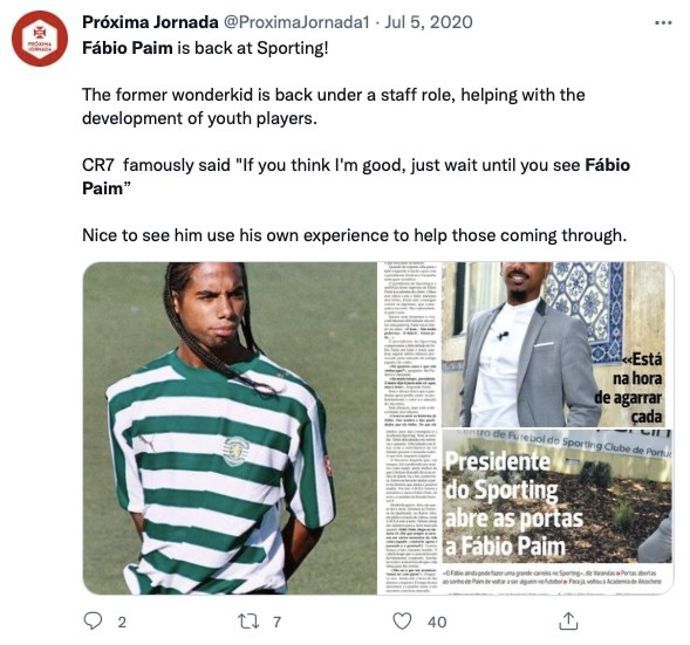 Cristiano Ronaldo said Fabio Paim was a better player than him - what ...