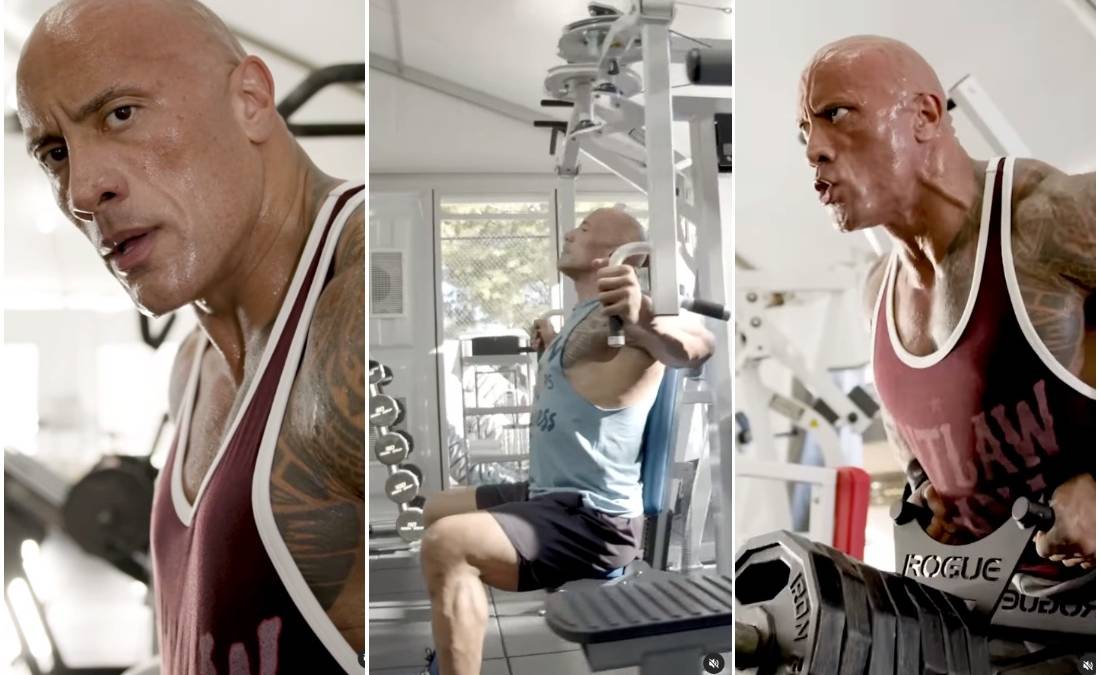 Dwayne 'The Rock' Johnson shows off his gruelling workout