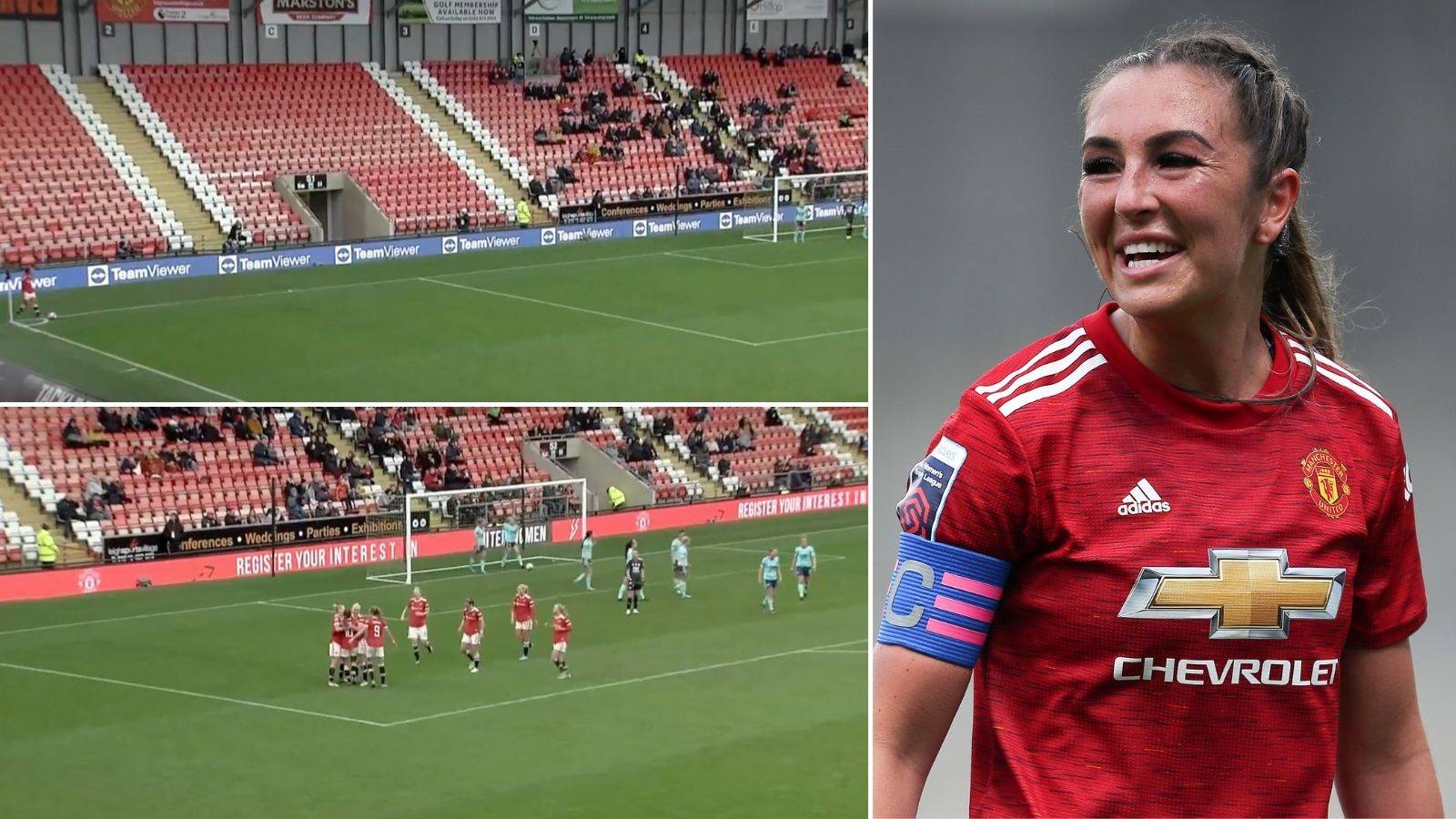 Man United's Katie Zelem scores insane brace from corner flag