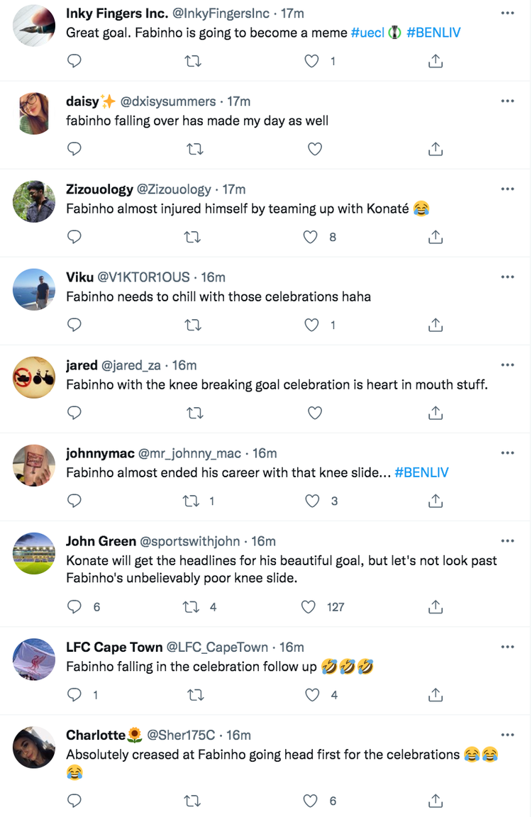 Fabinho failed when trying to copy Konate's celebration v Benfica