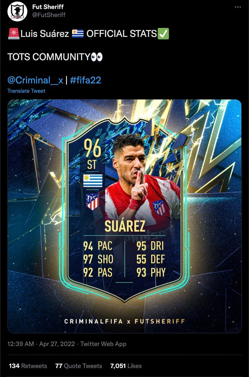 FIFA 22 FUT: Community TOTS Luis Suarez Leaked