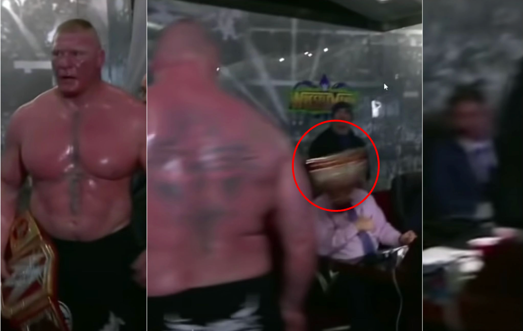 Vince McMahon: Crazy footage of angry Brock Lesnar throwing title at ...