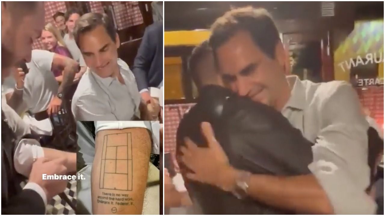 Roger Federer's amazed reaction to fan's tattoo dedicated to him