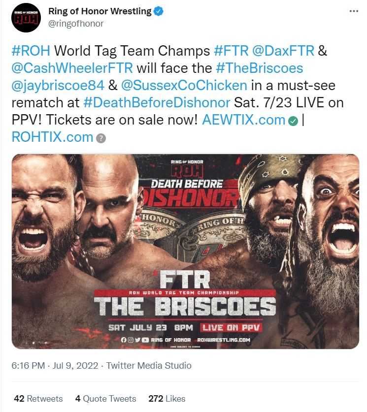 Title matches announced for ROH Death Before Dishonor PPV