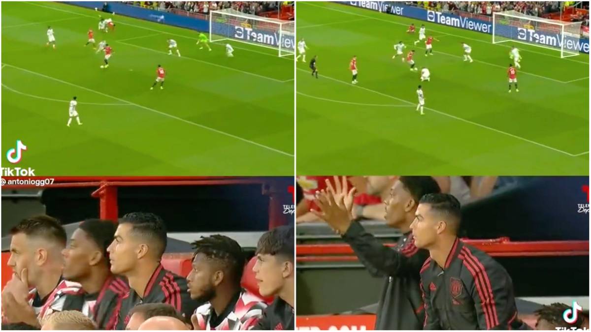 Cristiano Ronaldo’s reaction to Jadon Sancho goal during Man Utd 2-1 ...