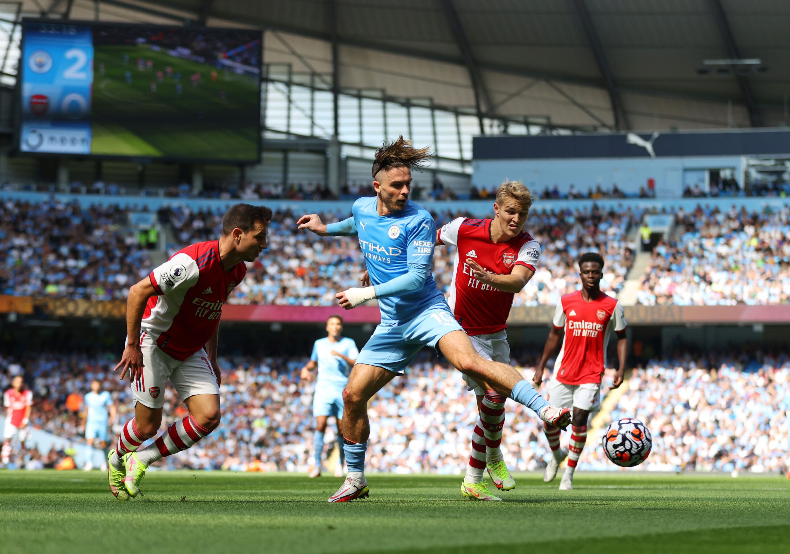 Arsenal fans celebrating a Man City goal in 5-0 thrashing remembered