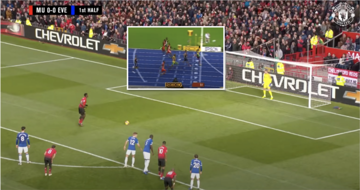 Usain Bolt 100m WR vs Paul Pogba penalty run-up for Man Utd in 2018