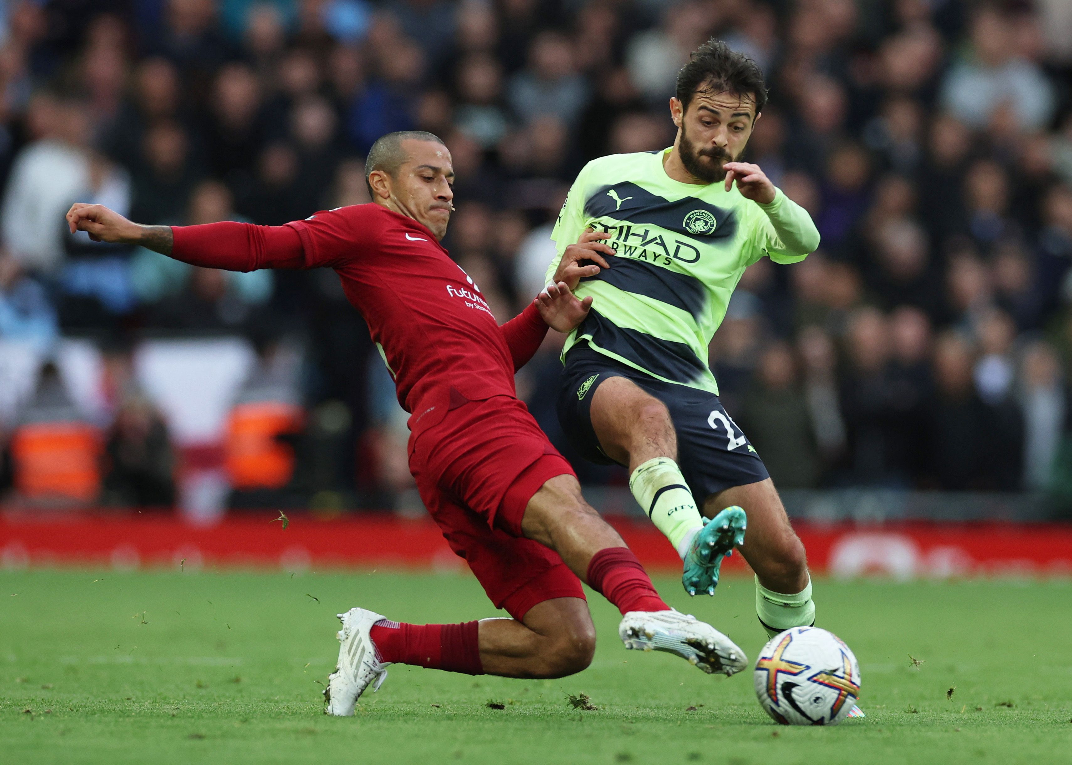 Salah vs Bernardo: Man City man appeared to kick out at Liverpool star