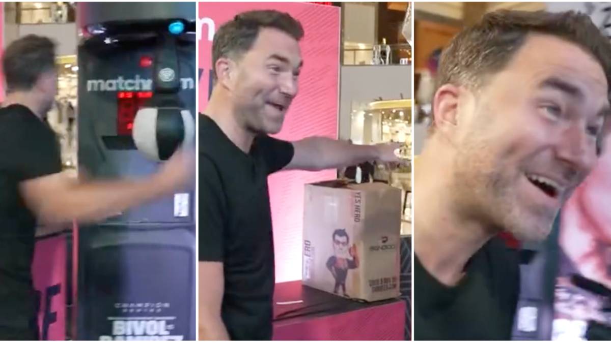 Eddie Hearn proves he's got power with massive punch machine score