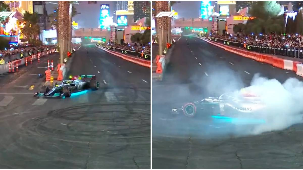 Las Vegas GP: Lewis Hamilton doing doughnuts on the strip is glorious