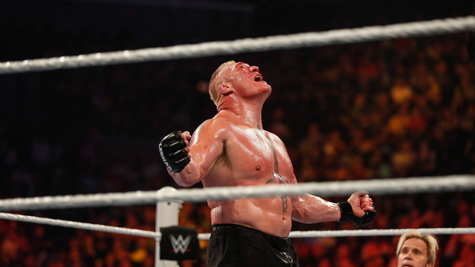WWE: Brock Lesnar running the ropes at full speed is terrifying