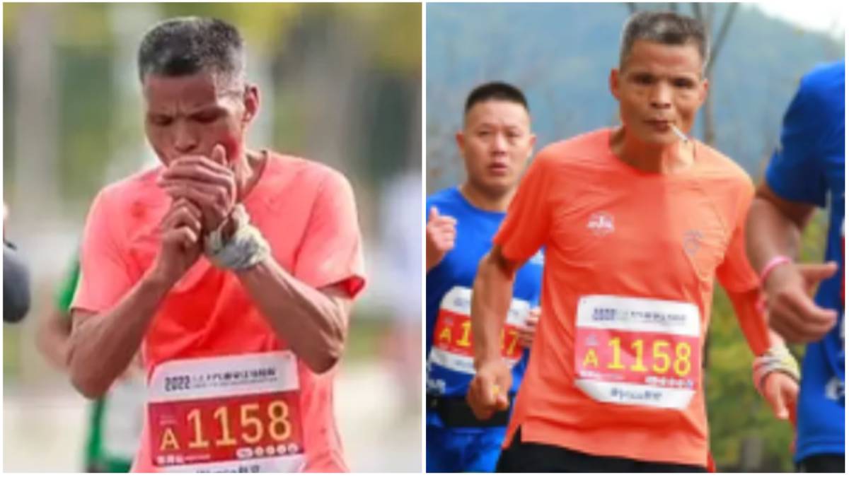 Marathon runner ‘Uncle Chen’ chain smokes for entire race