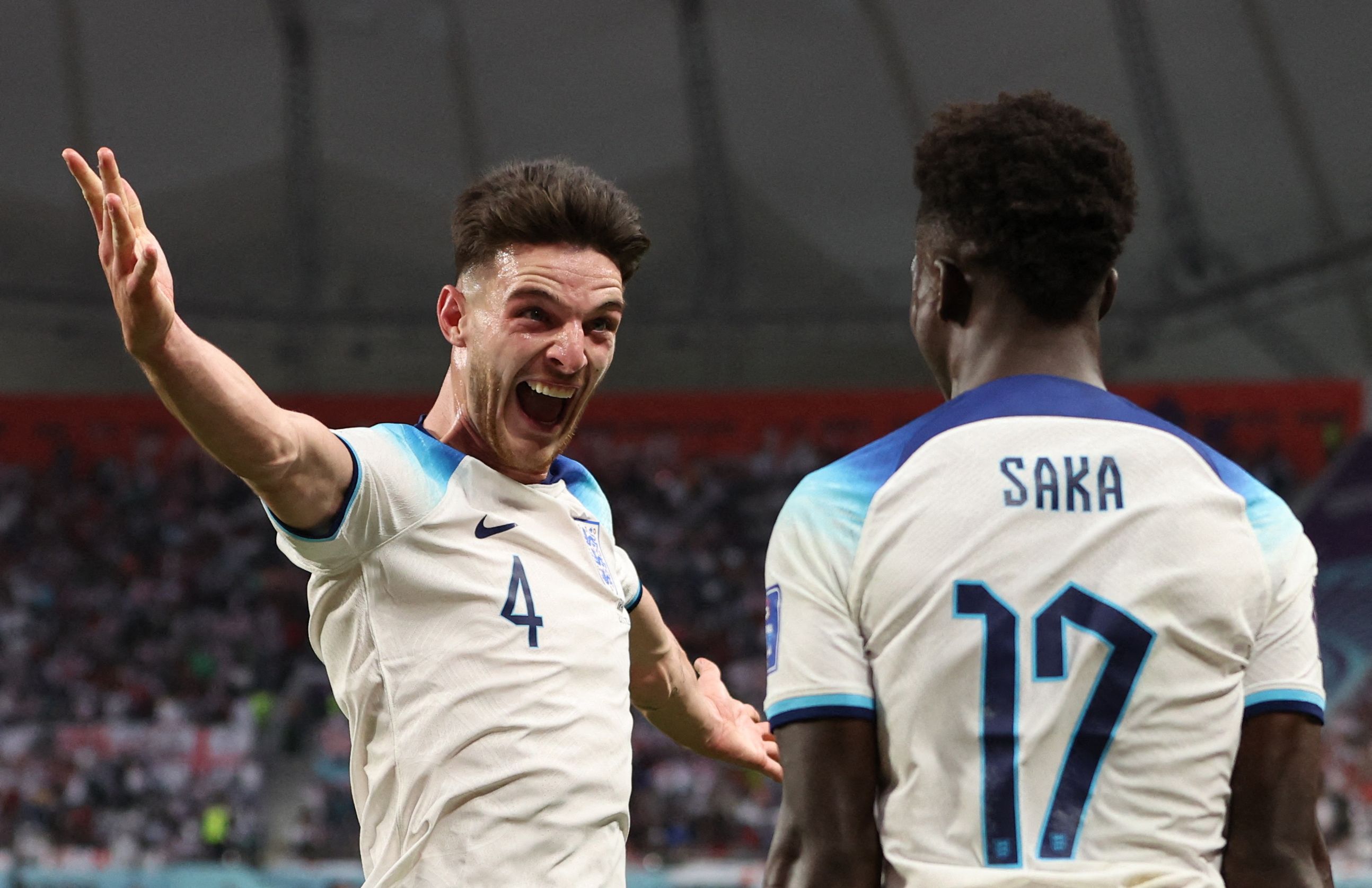 Saka's reaction after Maddison, Rice & Grealish failed in spelling test