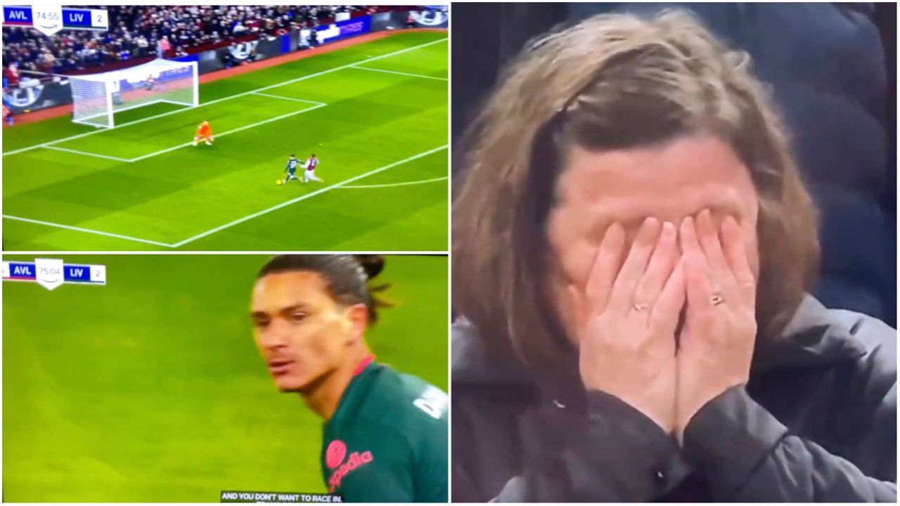 Darwin Nunez miss in Aston Villa 1-3 Liverpool results in viral fan ...