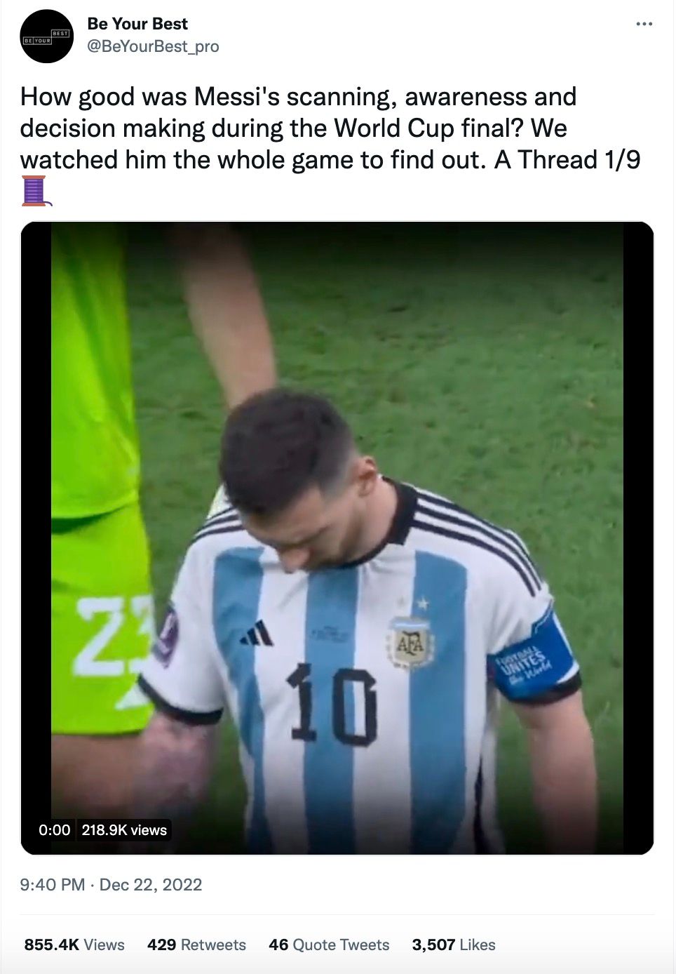 Twitter thread highlights Lionel Messi's football IQ vs France