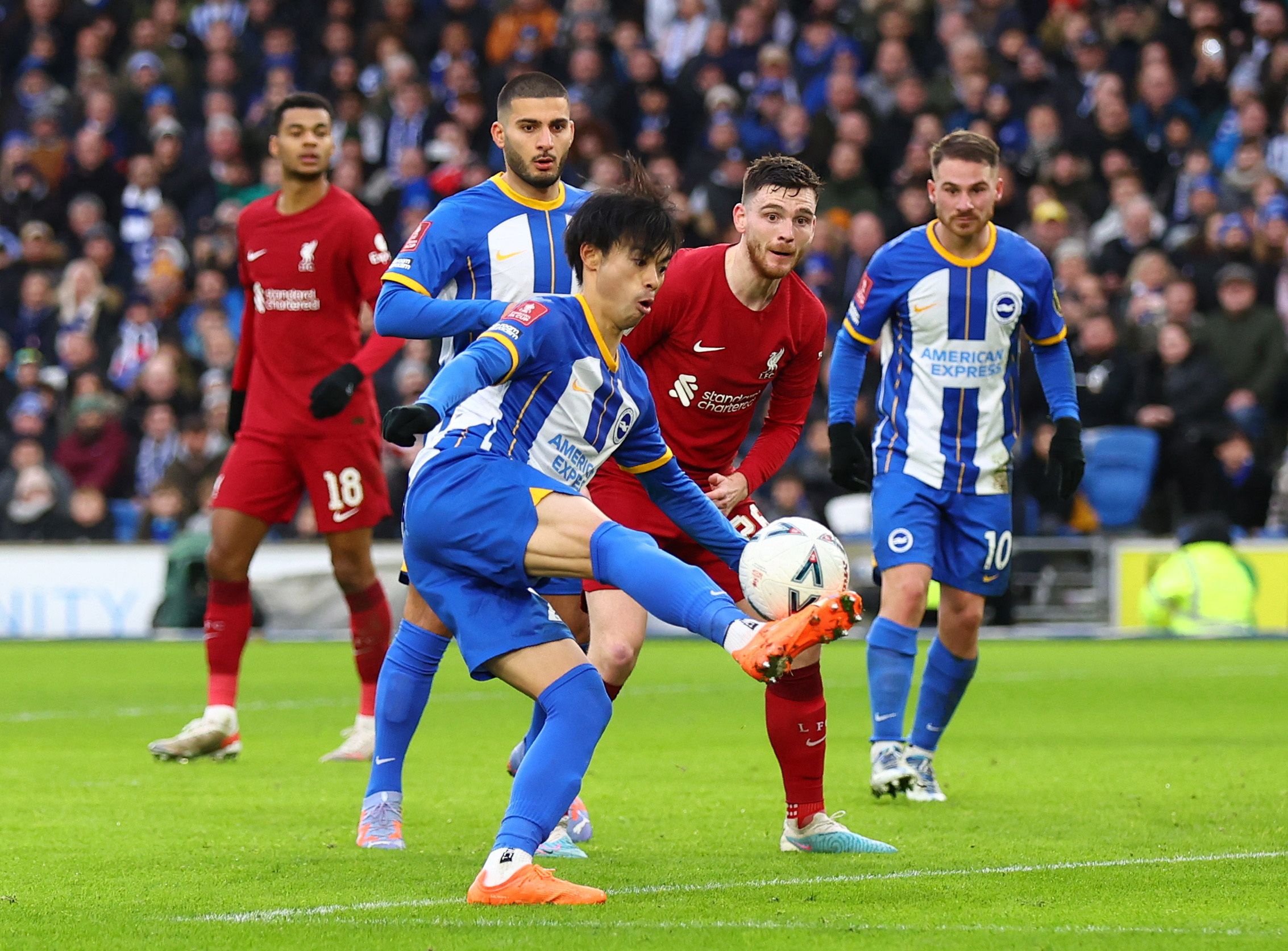 Brighton 2-1 Liverpool: Stunning angle of Kaoru Mitoma's FA Cup winner