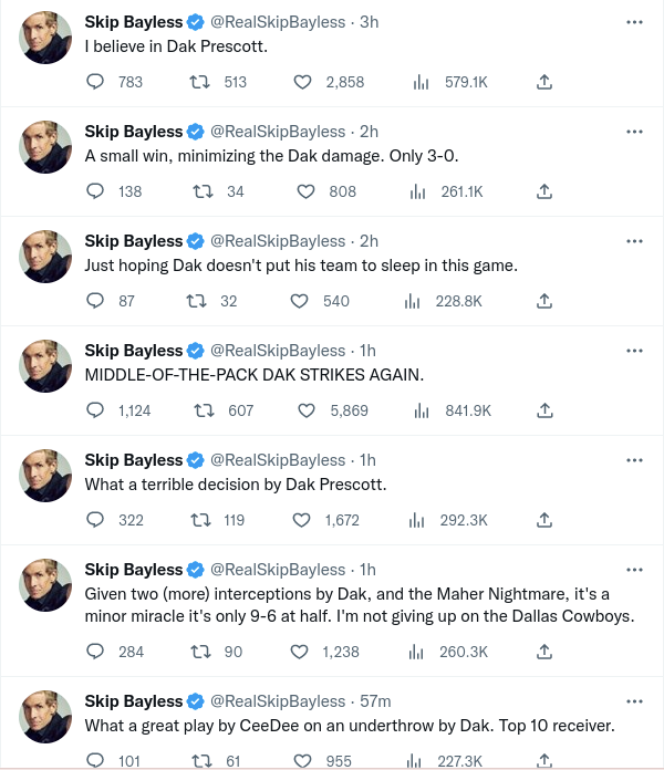 Dak Prescott: Dallas Cowboys QB ripped by Skip Bayless on Twitter during 49ers loss