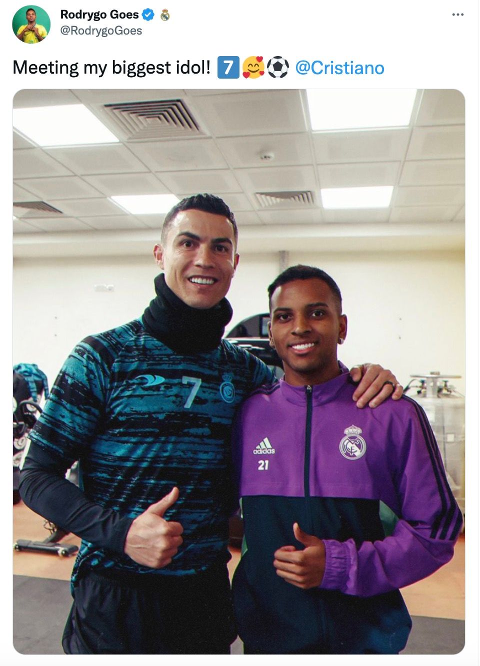 Rodrygo's fanboy reaction to meeting Cristiano Ronaldo