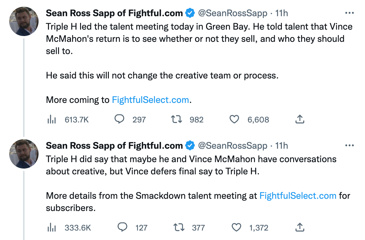 WWE: What Triple H told talent before SmackDown about Vince McMahon's ...