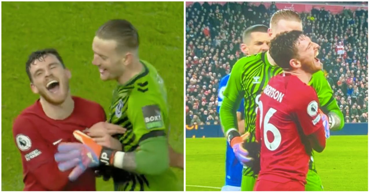 Liverpool 2-0 Everton: Andy Robertson laughed in Jordan Pickford's face