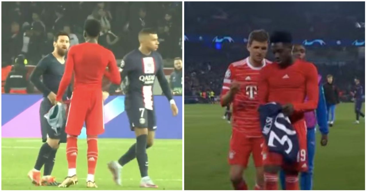 Alphonso Davies finally got Lionel Messi's shirt after PSG 0-1 Bayern ...