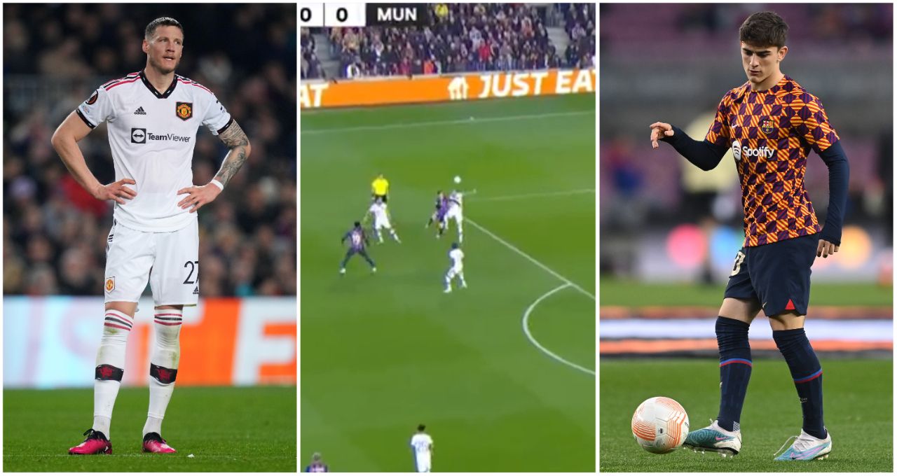Barcelona 2-2 Man United: Gavi out-jumps Weghorst to win header