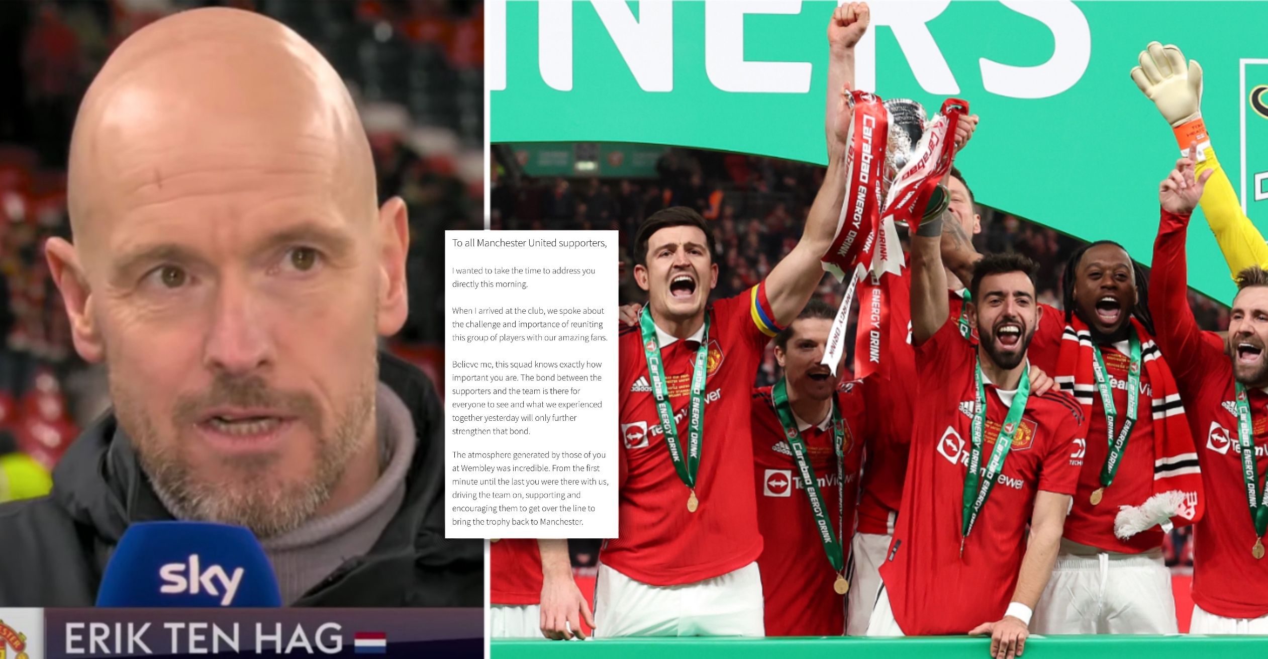 Erik ten Hag's letter to Man Utd fans after winning Carabao Cup