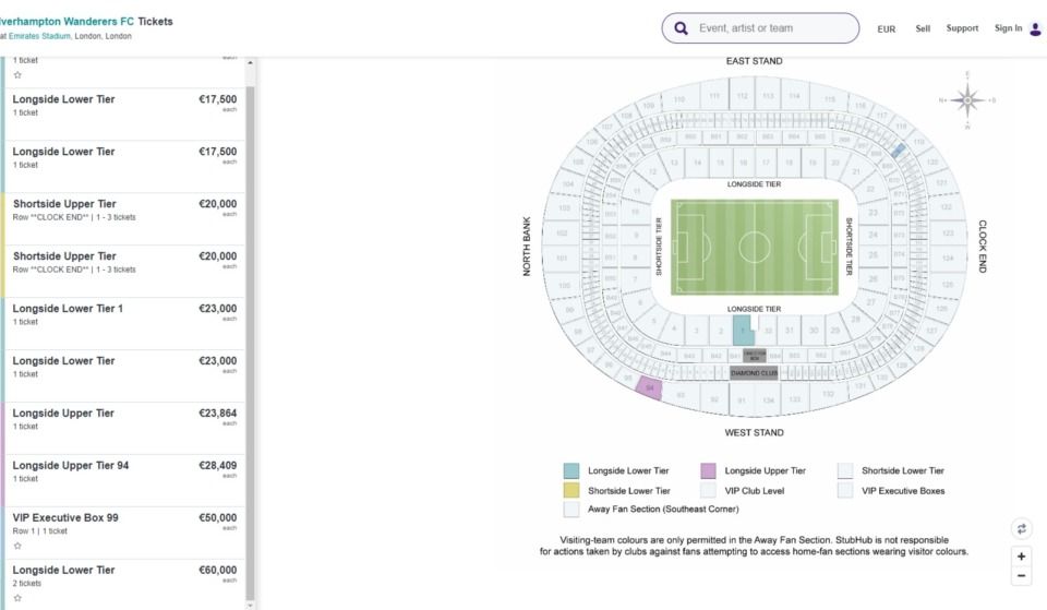 Arsenal vs Wolves tickets: Seats for final match of the season being ...