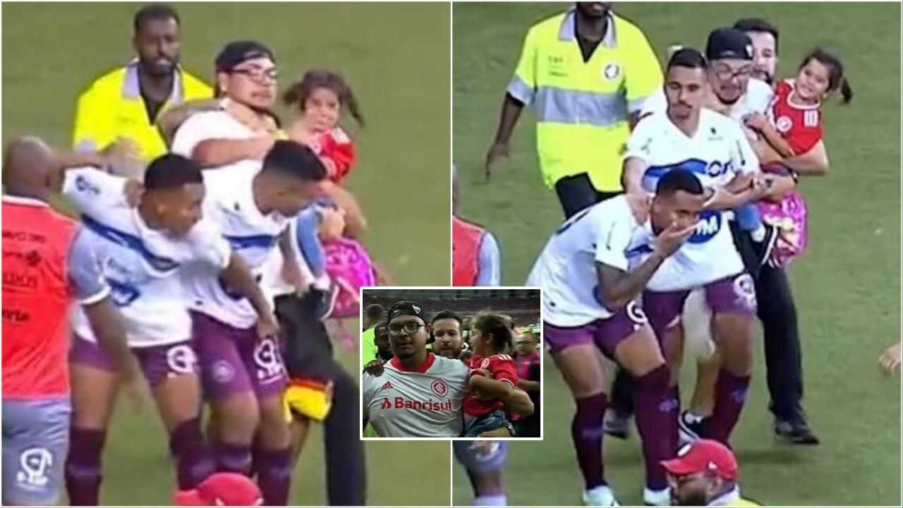 Pitch invader in Brazil attacks player with a low blow while carrying ...