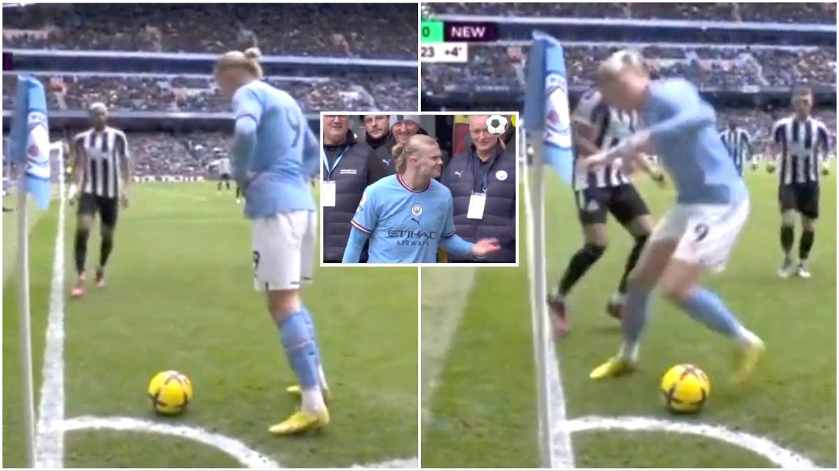 Man City’s Erling Haaland had fun with Newcastle’s players in stoppage-time