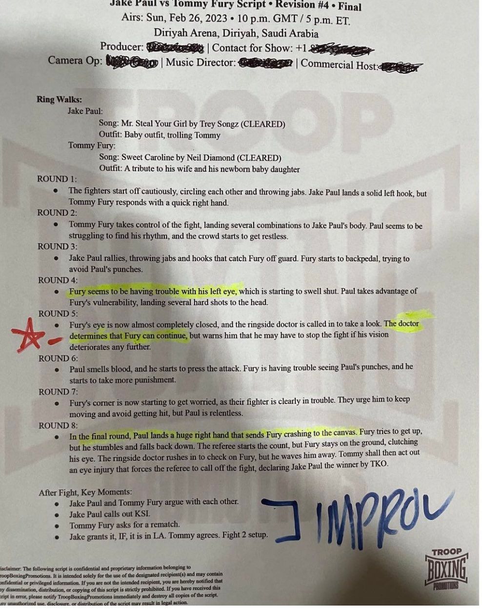 Jake Paul vs Tommy Fury fake script led to fighter being told off