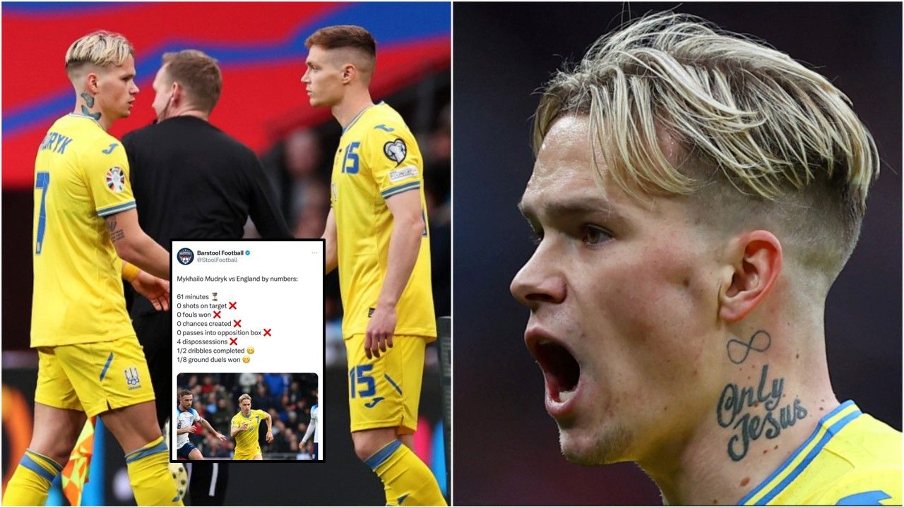 Mykhailo Mudryk's stats from England 2-0 Ukraine were shockingly bad