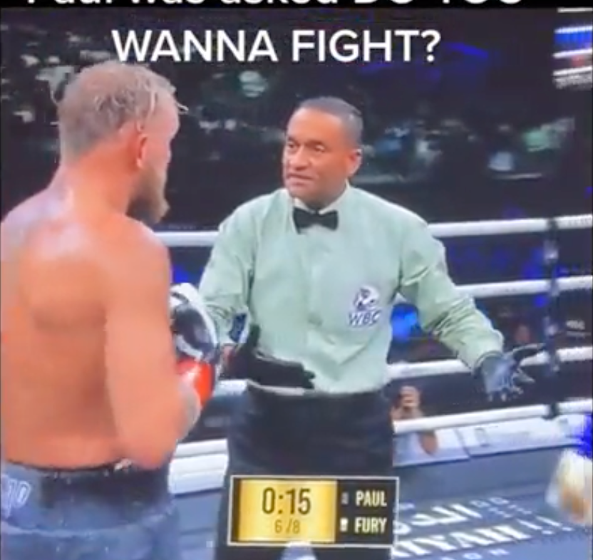 Jake Paul asked embarrassing question by ref during Tommy Fury fight