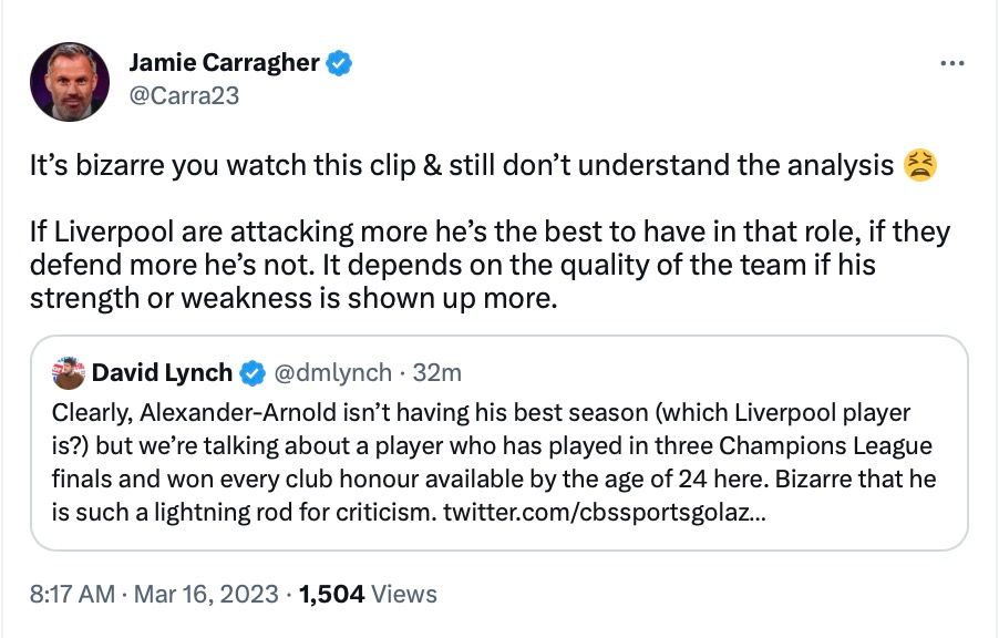 Liverpool: Jamie Carragher gives brutally honest Trent Alexander-Arnold verdict after UCL exit