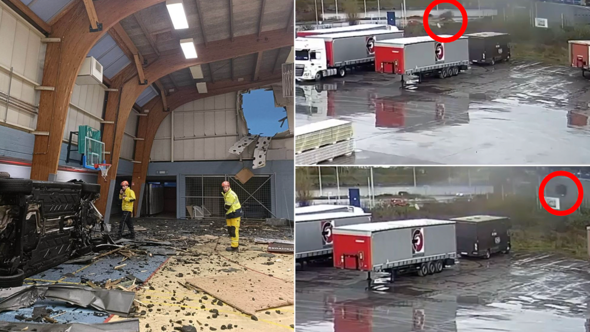 Sofian Kiyine: Footballer crashes into roundabout and flies into sports hall