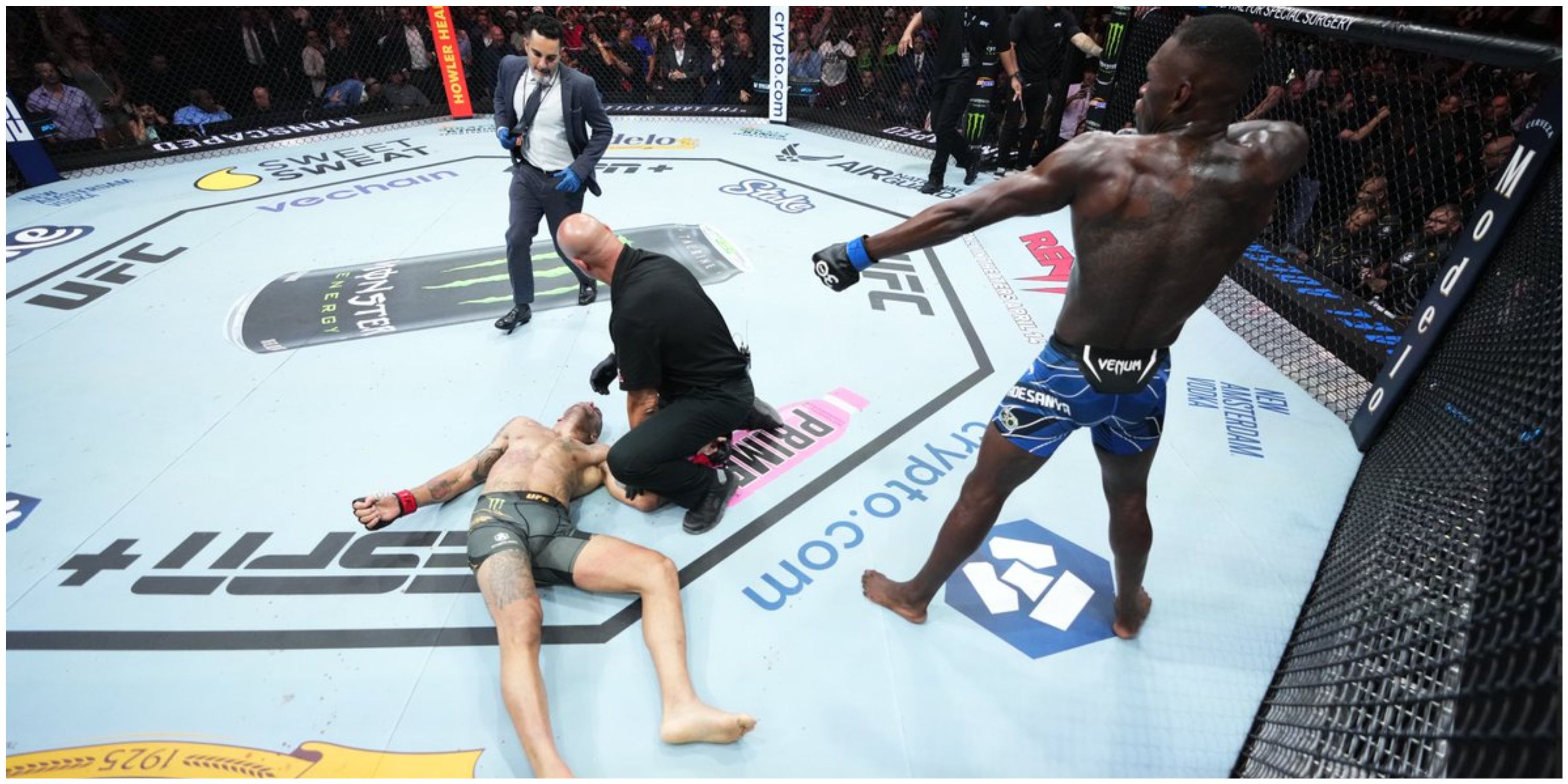 UFC 287: Israel Adesanya's ice-cold celebration after knocking out Alex ...