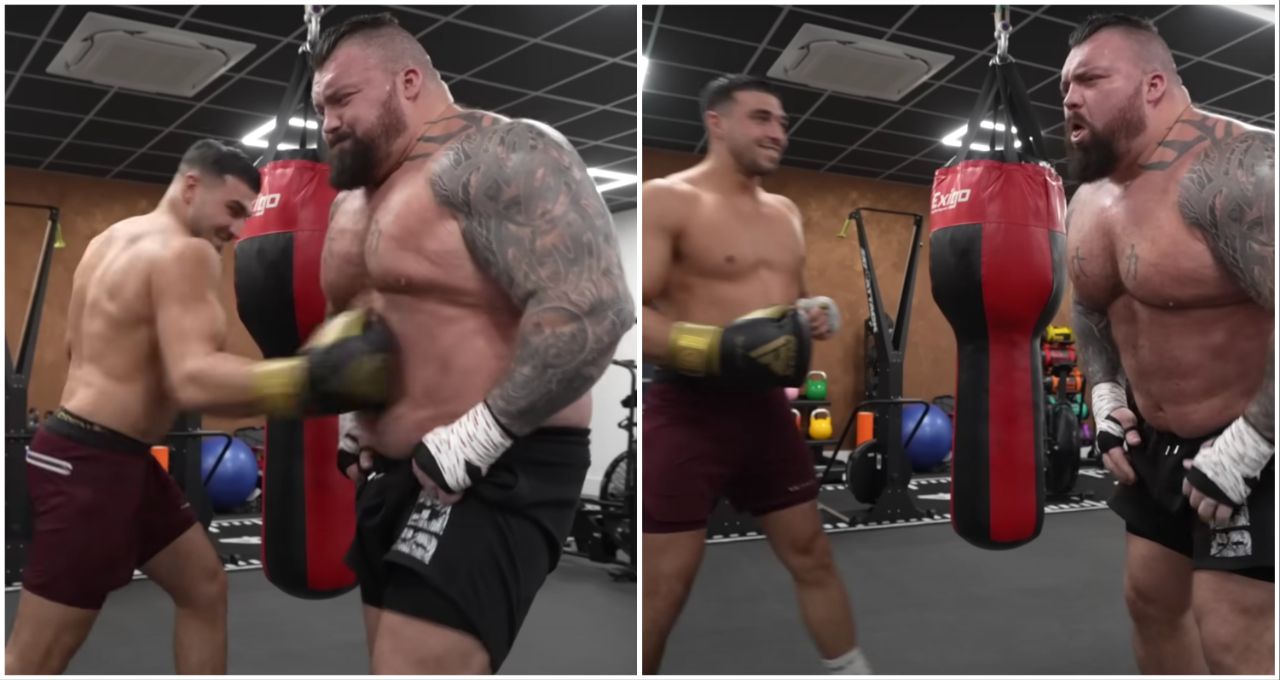 Eddie Hall's golden reaction to taking full power punch from Tommy Fury