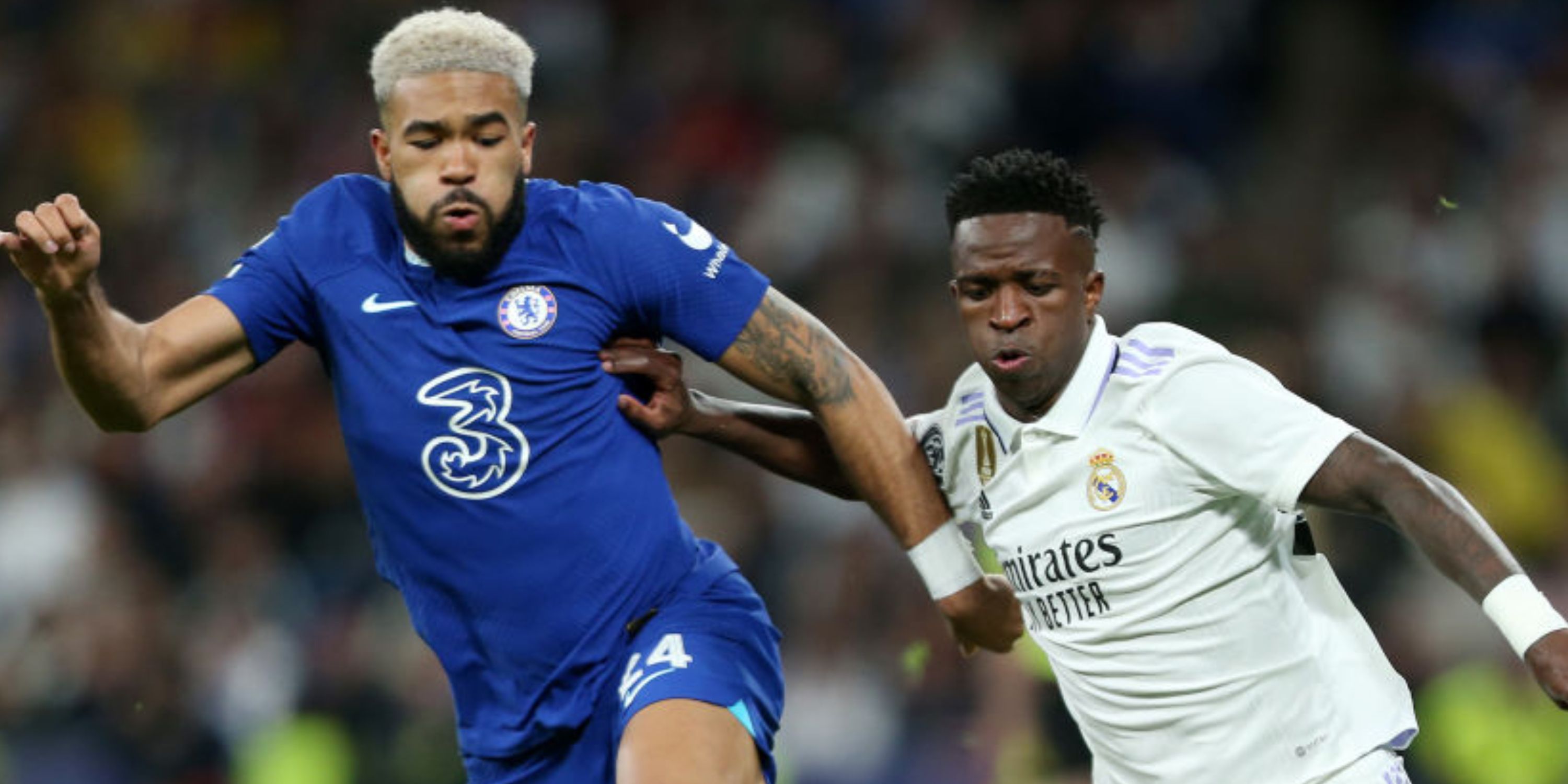 Vinicius Jr roasting Reece James in Real Madrid 2-0 Chelsea shown in video