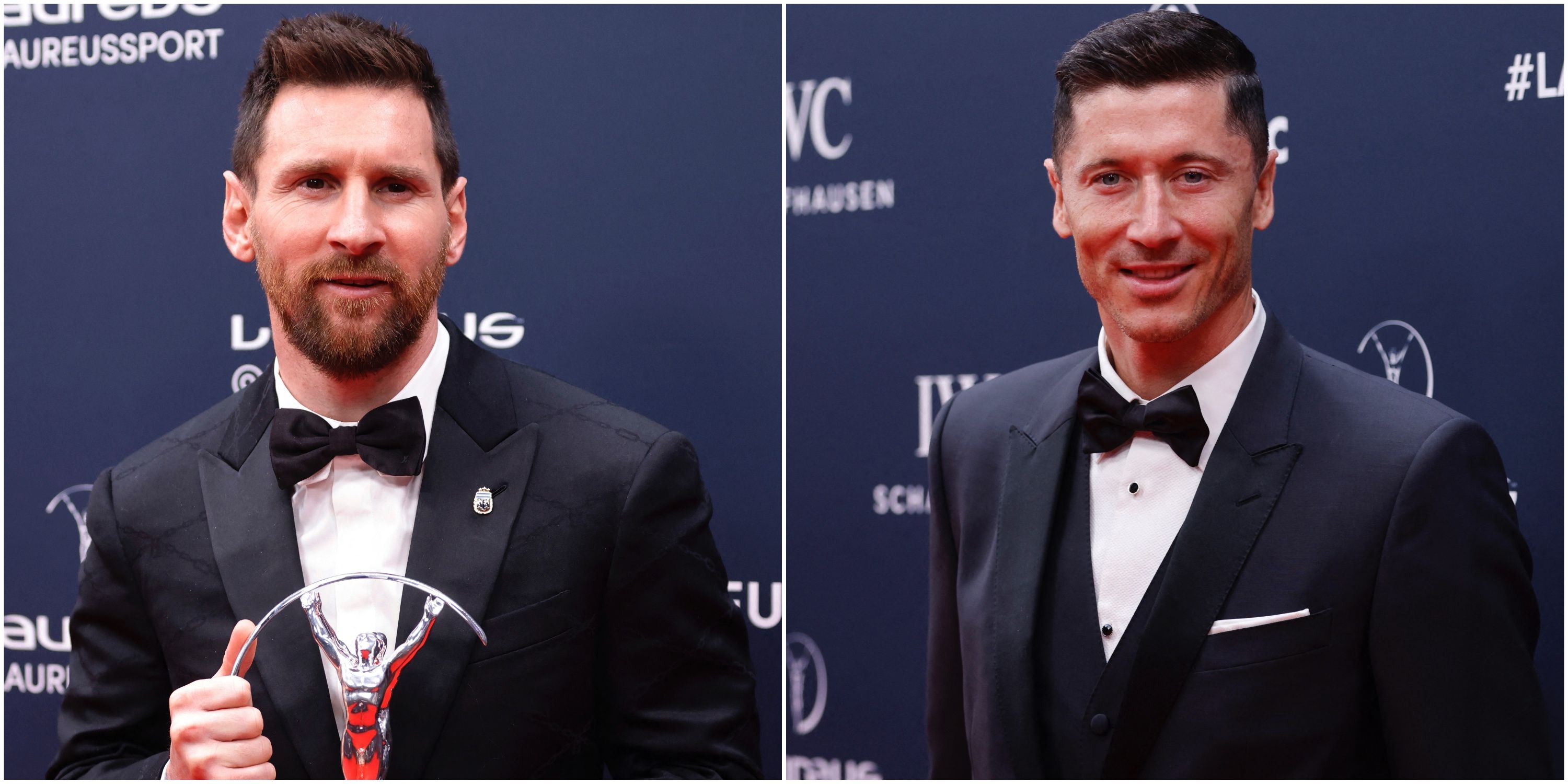 Lionel Messi and Robert Lewandowski conversation at awards ceremony ...
