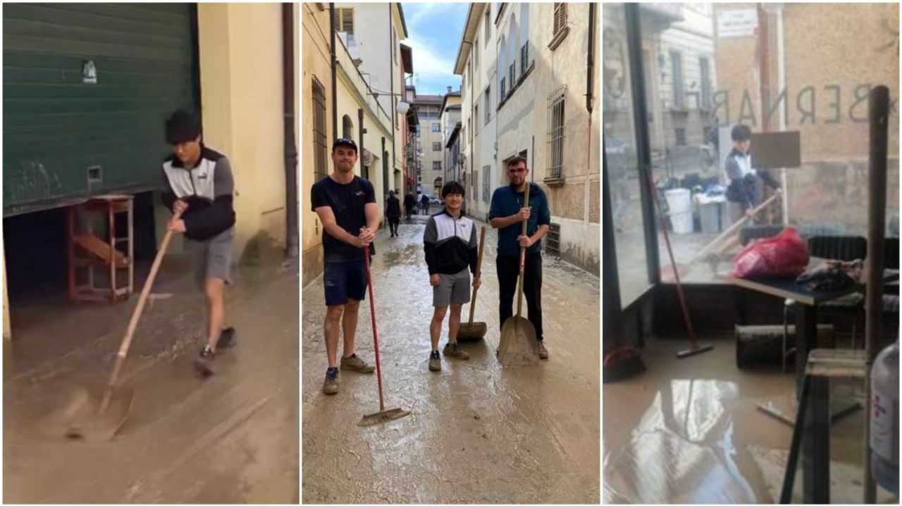 F1 driver helps with clean up operation after floods hit Italy